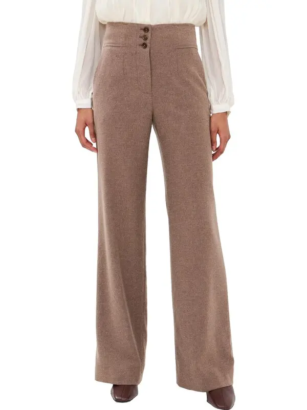 Veronica Beard Marbeau Wide Leg Pants - Lichen Melange