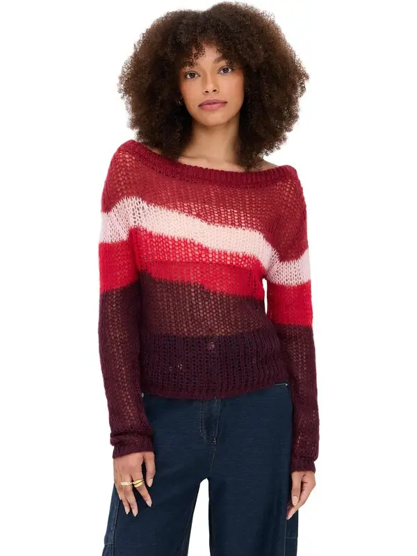 Staud Tessa Striped Sweater - Syrah Multi
