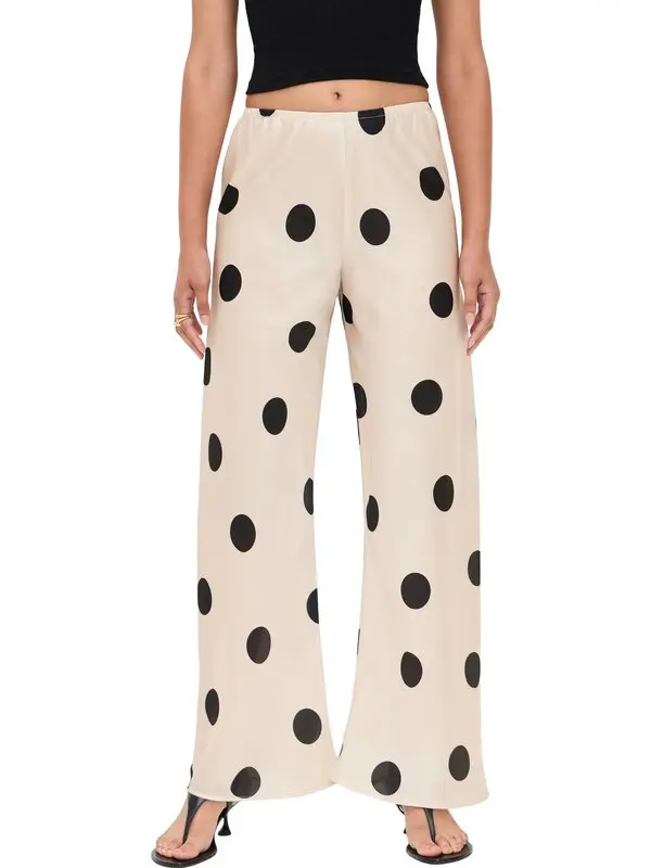 LE BOP Ellie Polka-dot Print Pants - White/black Dot