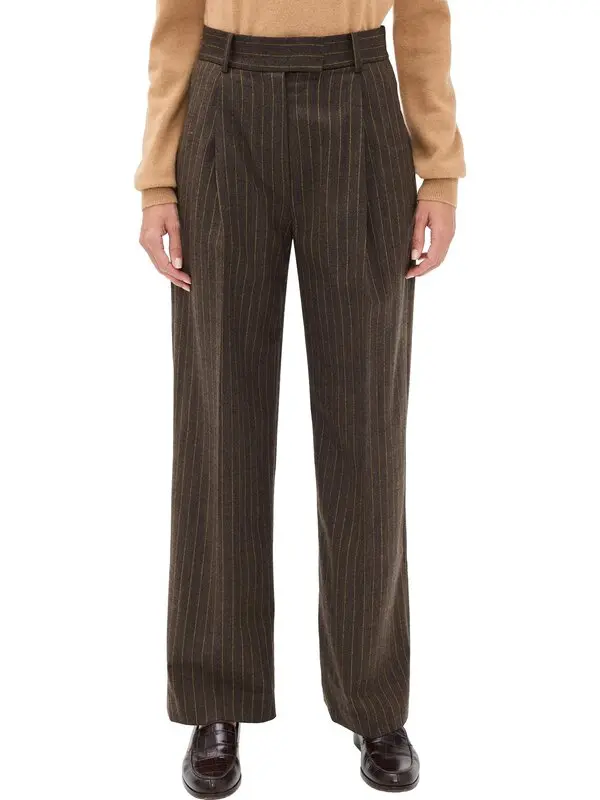 Renggli Pinstripe Wool-blend Trousers - Mocha/saffron