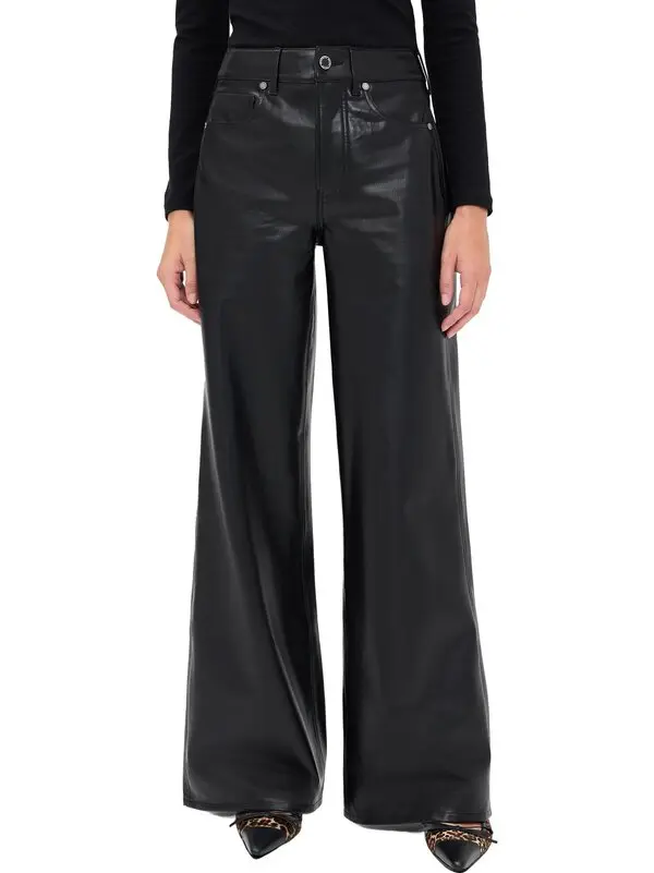Veronica Beard Kasey Mid Wide Leg Vegan Leather Pants - Black