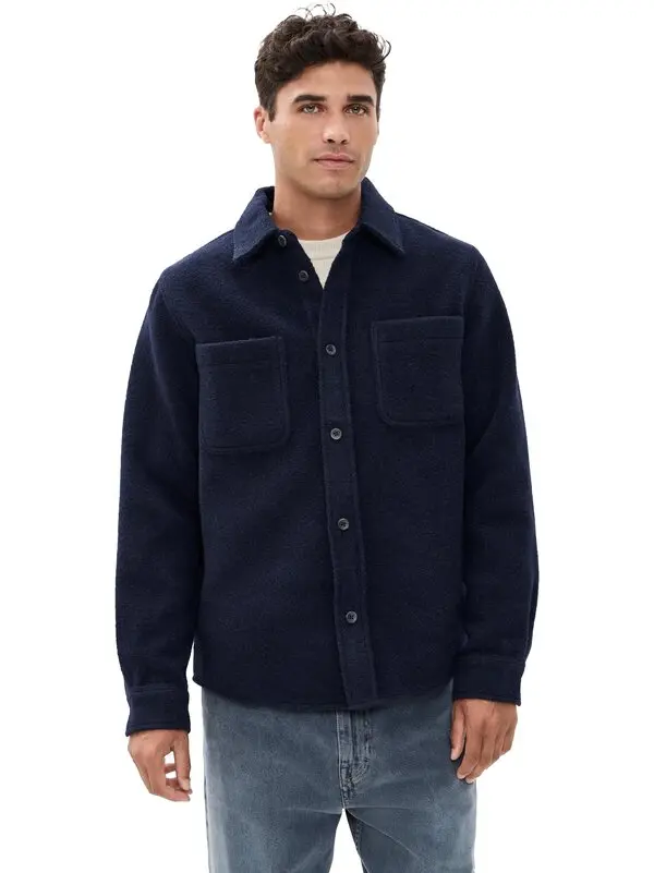 LES DEUX Lennon Boucle Overshirt - Dark Navy