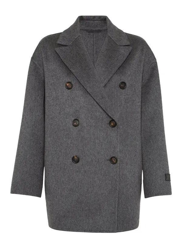 Brunello Cucinelli Cashmere Double-breasted Pea Coat - Grey