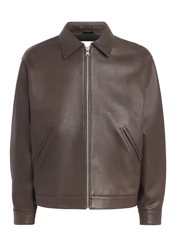 Nn07 Leather Zip-up Jacket - Brown