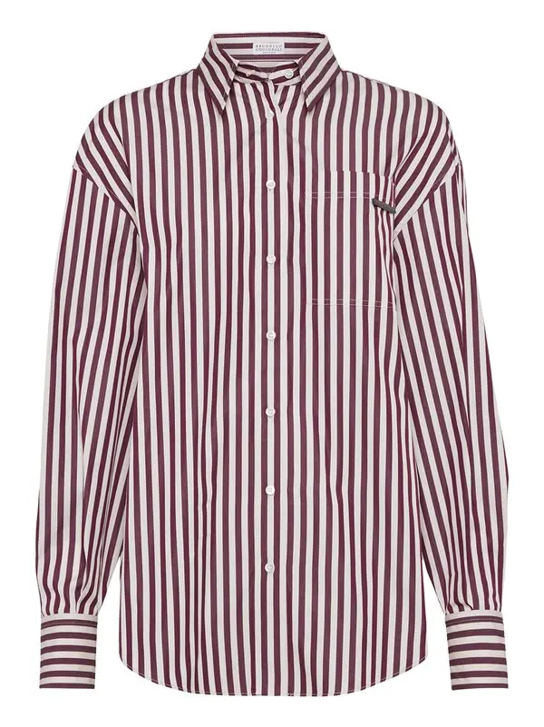Brunello Cucinelli Cotton Poplin Striped Shirt - White