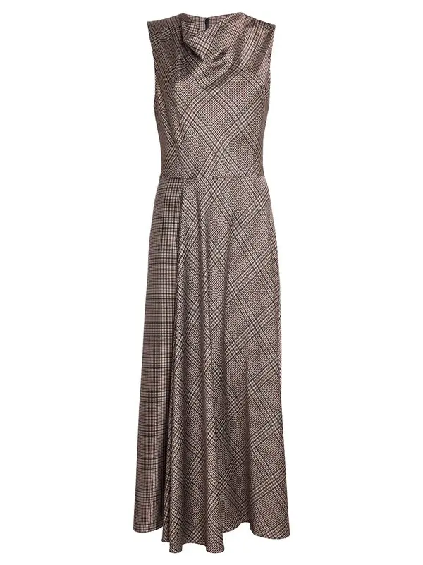 Vince Satin Cowl-neck Maxi Dress - Brown
