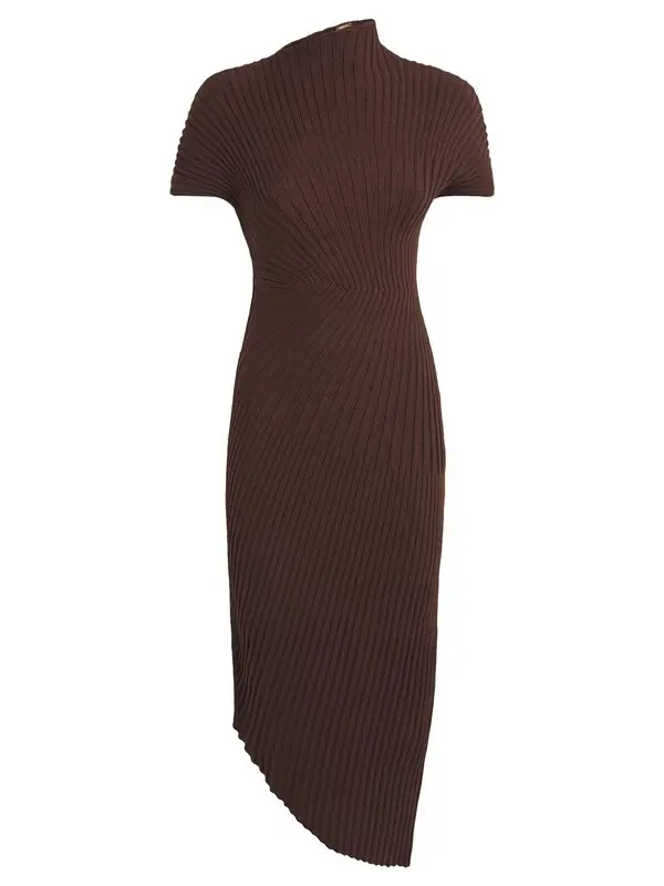 Cult Gaia Knitted Chrysta Midi Dress - Brown
