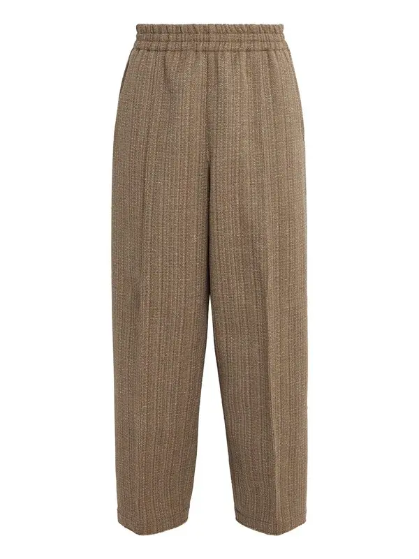 Ami Wool-blend Wide-leg Trousers - Brown