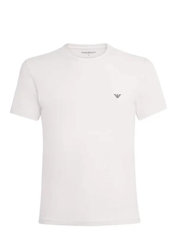 Emporio Armani Stretch-cotton Eagle Logo Crew-neck T-shirt - White