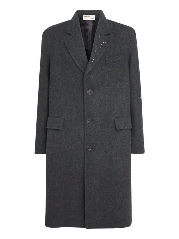 DOMREBEL Wool Overcoat With Exposed Stitching - Black