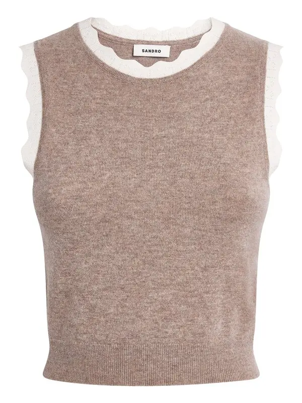 Sandro Wool-cashmere Cropped Tank Top - Brown