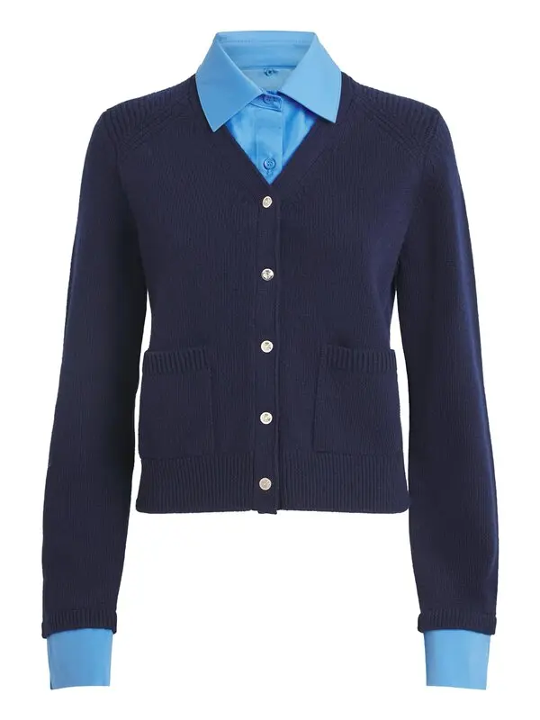 Maje Wool Shirt-style Cardigan - Blue