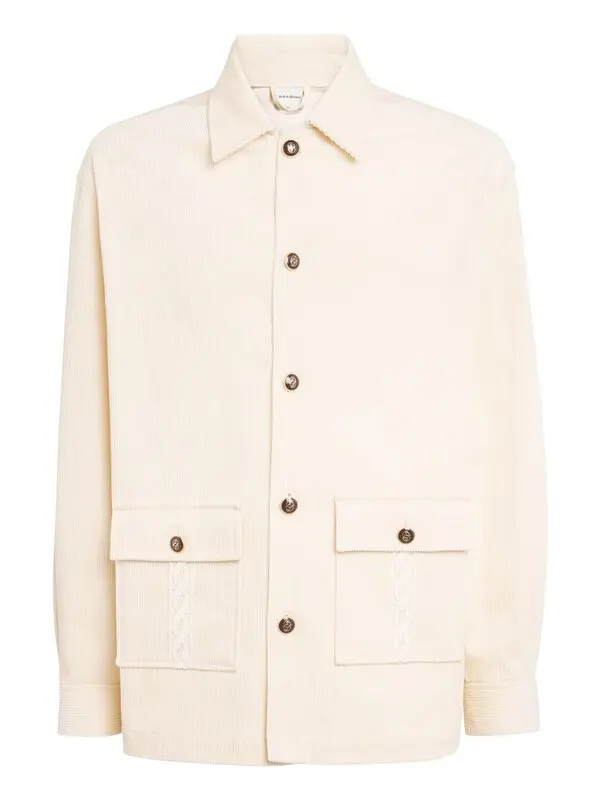 Drole De Monsieur Cotton Corduroy Overshirt - White