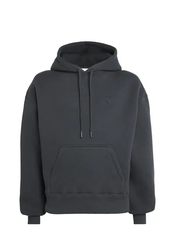 Ami Cotton-blend De Coeur Hoodie - Black