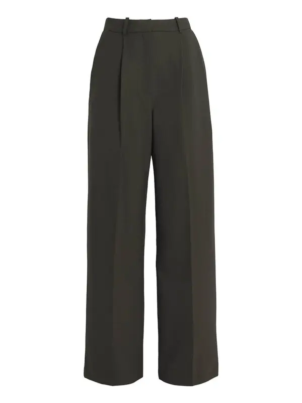 Claudie Pierlot Wool-blend Wide-leg Trousers - Green