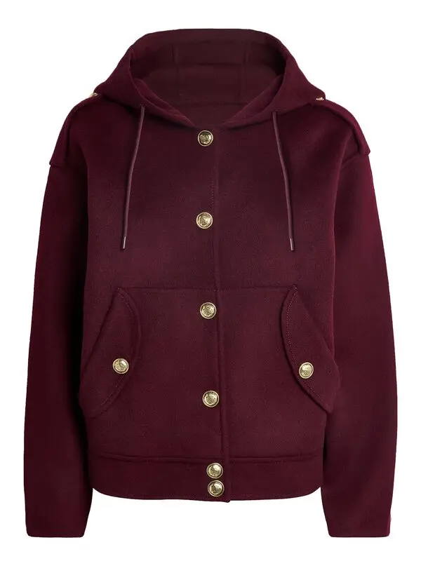 Sandro Wool Hooded Coat - Red