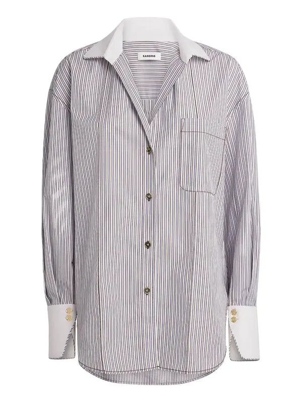 Sandro Cotton Stripe Shirt - Blue
