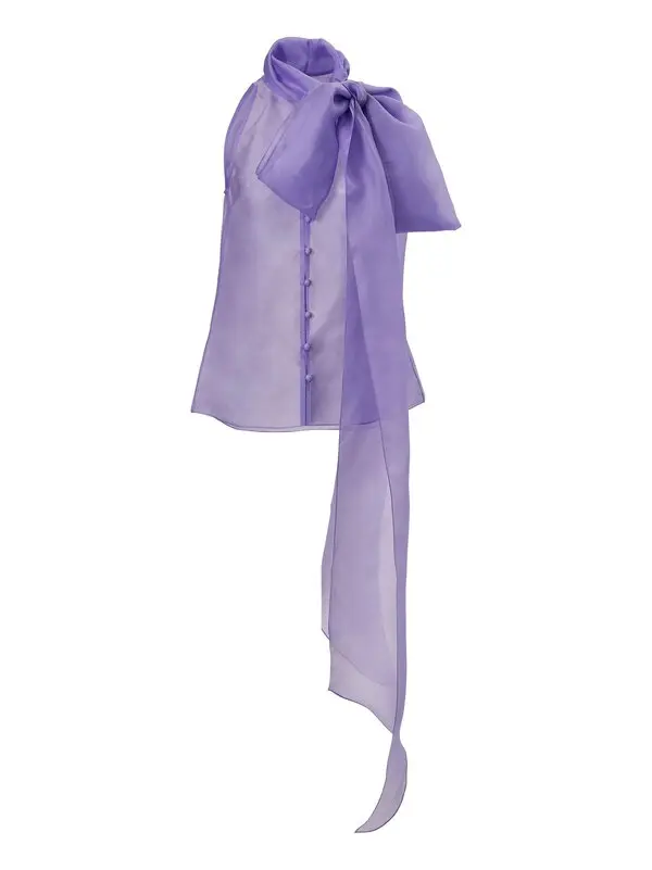 Carolina Herrera Scarf-collared Top - Purple