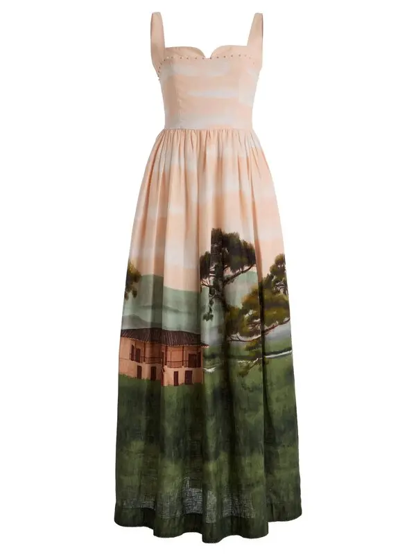 Agua Bendita Jaspe Paraiso Linen Maxi Dress - Print