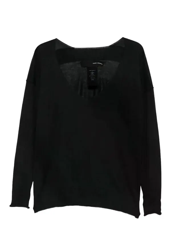 Isabel Benenato V-neck Long Sleeve Sweater - Black