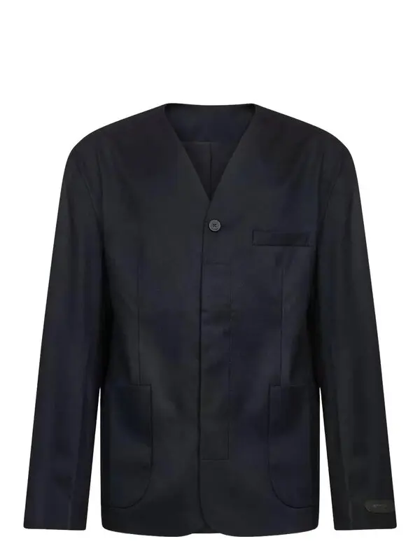 Jacquemus Collarless Patch-pocket Jacket - Blue