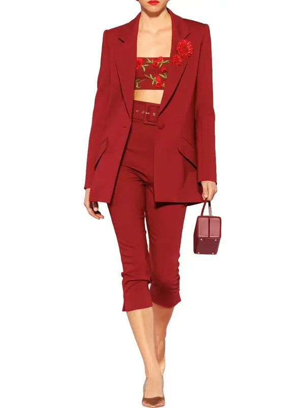 Carolina Herrera Single-breasted Bi-stretch Wool Tailored Jacket - Red