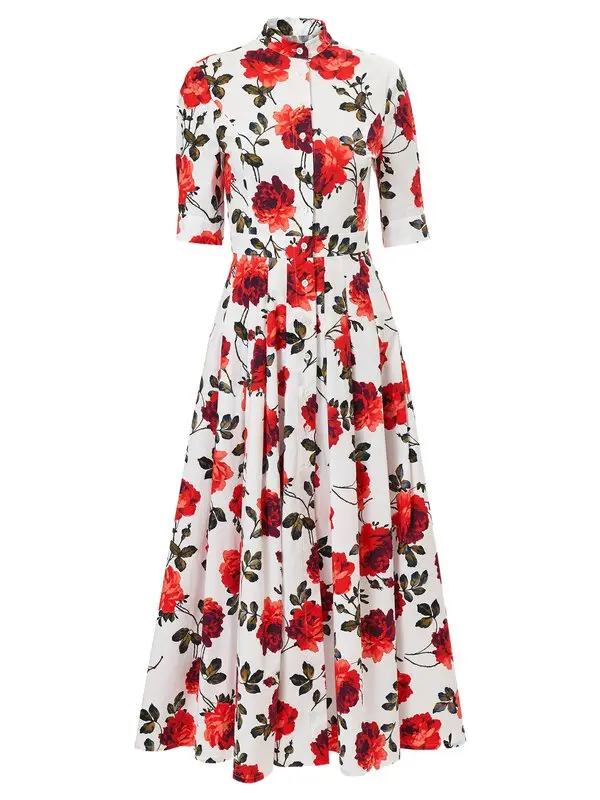Carolina Herrera Buttoned Floral Shirt Dress - White