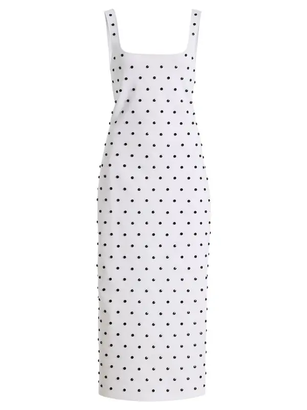 Carolina Herrera Polka-dot Beaded Knit Midi Dress - Black,white