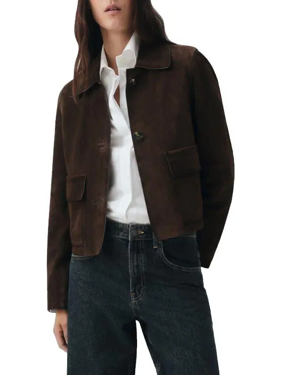 Mango Selection Suede Jacket - Brown