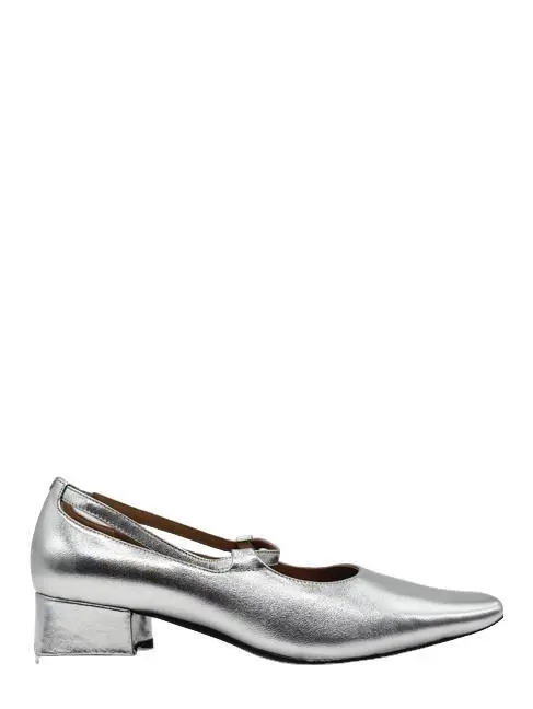 AMIE RAFA Manna Leather Pumps - Silver