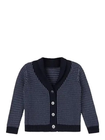 ELY'S & CO. Striped Knit Cardigan - Navy/blue