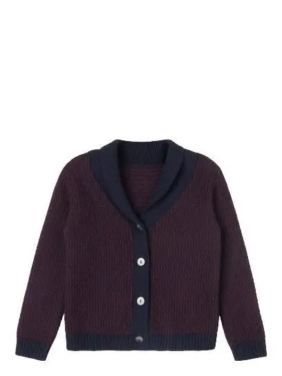 ELY'S & CO. Striped Knit Cardigan - Navy/wine