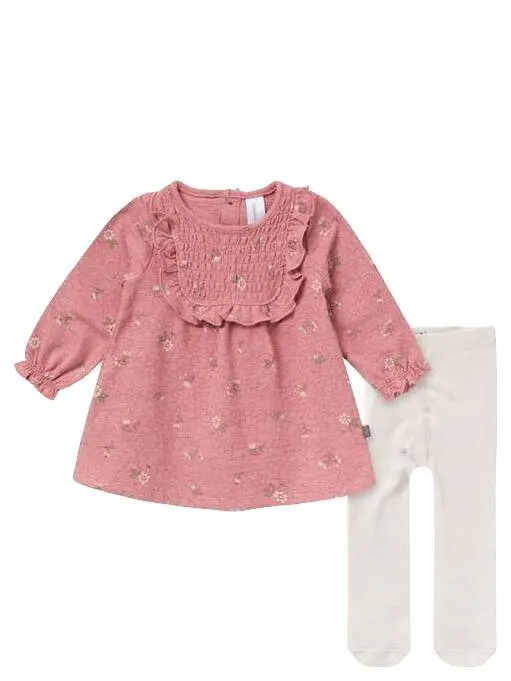 MODERN MOMENTS™ BY GERBER Ruffle Dress And Tights Set - Old Rose Floral