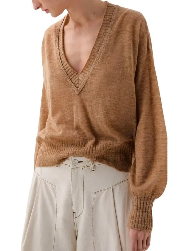 SCALPERS V-neck Alpaca Blend Jumper - Beige