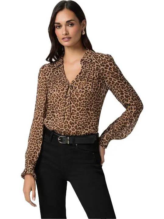 Paige Artois Leopard Print Silk Blouse - Red