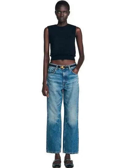 Sandro Sleeveless Cropped Sweater - Gray