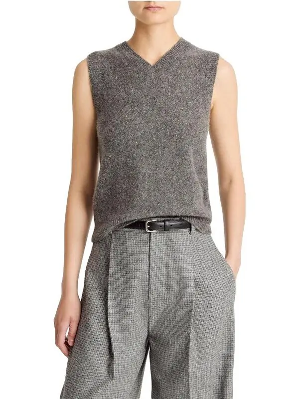 Vince Donegal Plush Cashmere Sweater Vest - Grey