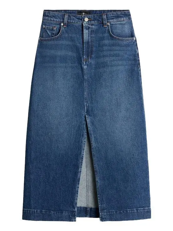 7 For All Mankind Amber Midi Skirt - Denim