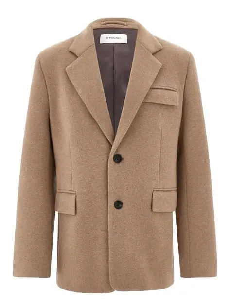 FERRAGAMO Jersey Interlock Blazer - Natural