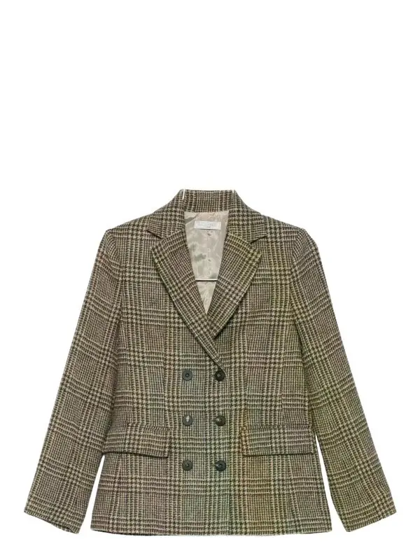 Antonelli Firenze Double-breasted Check-print Blazer - Green