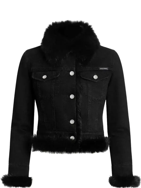 Dolce & Gabbana Faux Fur-trimmed Denim Jacket - Black