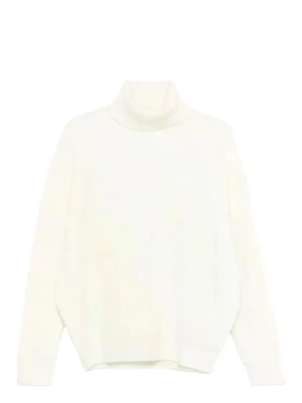 MADELEINE THOMPSON Turtleneck Ribbed Knit Sweater - White
