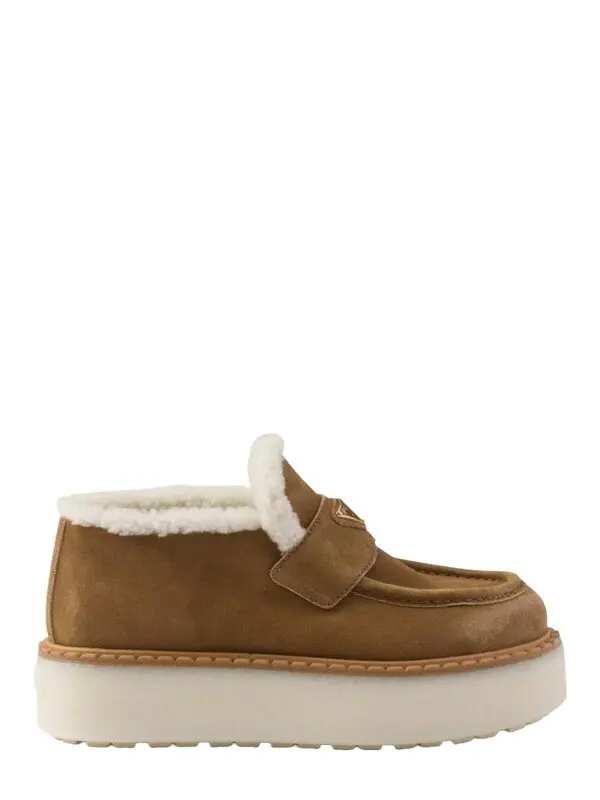 Prada Suede Platform Loafers - Cinnamon