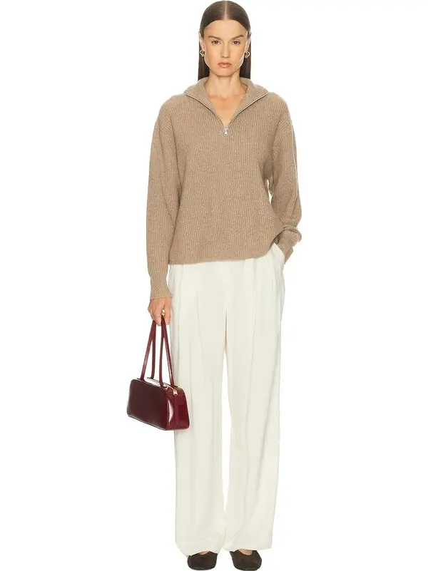 Jenni Kayne Cashmere Half Zip Sweater - Undyed Stone