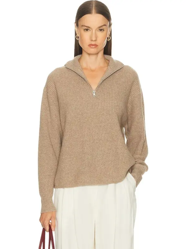 Jenni Kayne Cashmere Half Zip Sweater - Undyed Stone