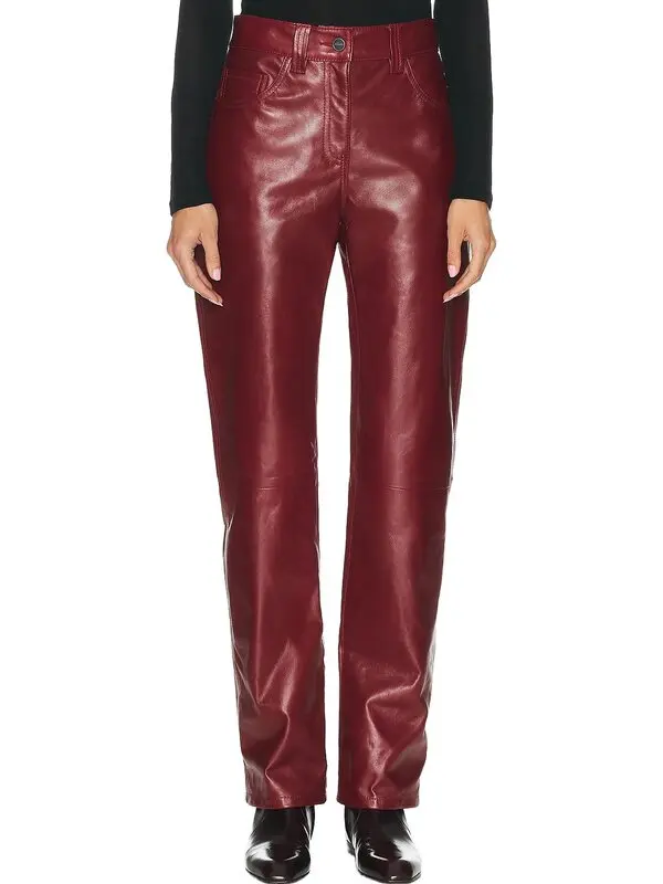 Khaite Callum Lambskin Leather Pant - Garnet