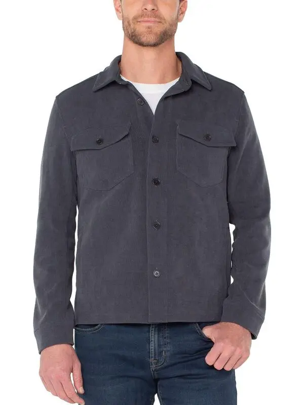 LIVERPOOL Stretch Corduroy Overshirt - Dark Grey