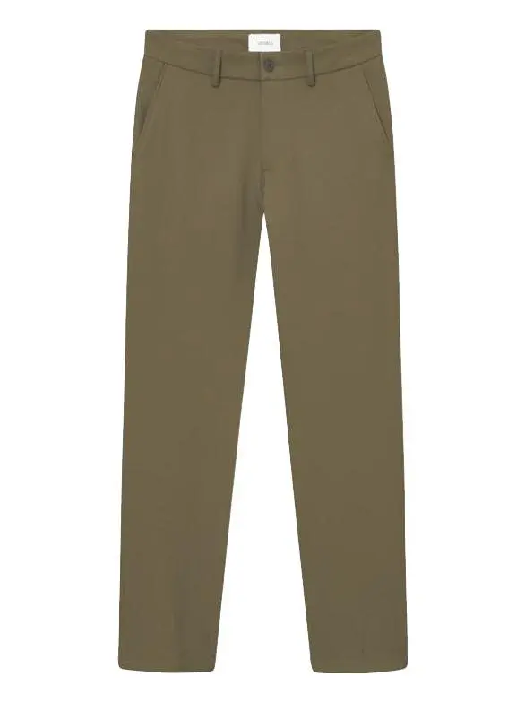 LES DEUX Flat Front Stretch Trousers - Military Olive