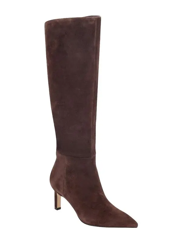 Marc Fisher Esmee Pointed Toe Knee High Boots - Dark Brown