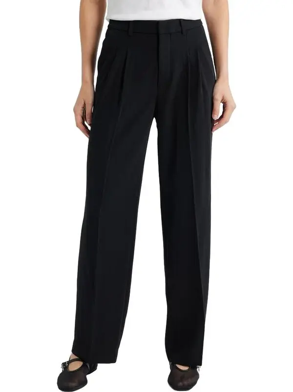 MAVI Pleated Straight Leg Pants - Black